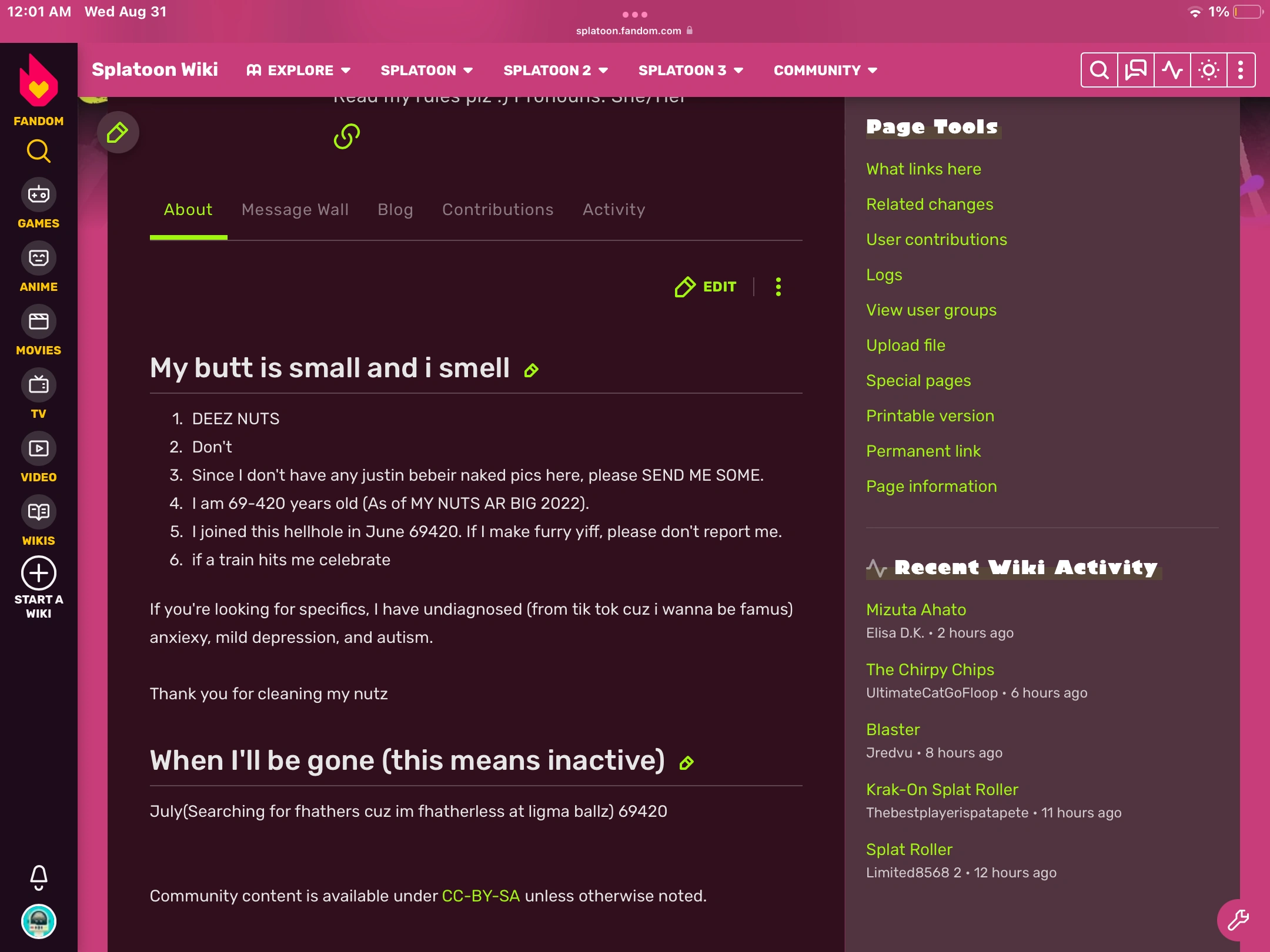 vandalized a vandals page | Fandom