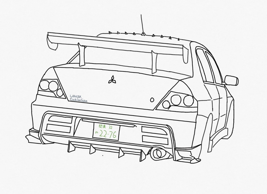 Mitsubishi Evo Coloring Pages