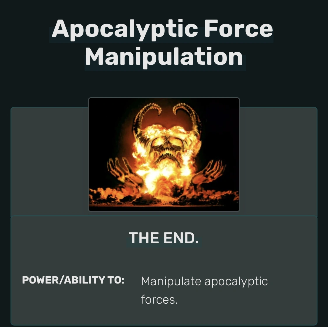 Apocalyptic Force Manipulation | Fandom