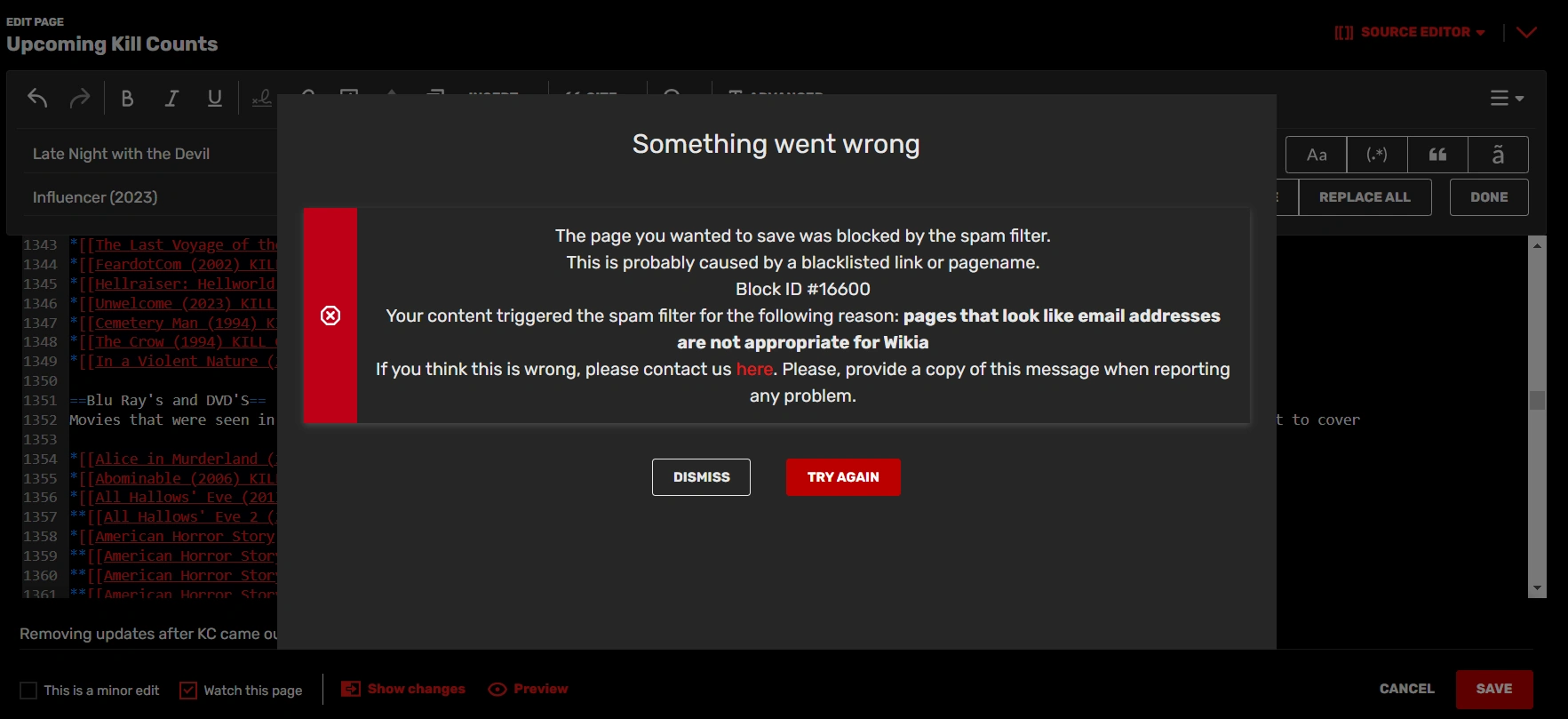 Anyone having problems with the Upcoming Kill Counts page? | Fandom