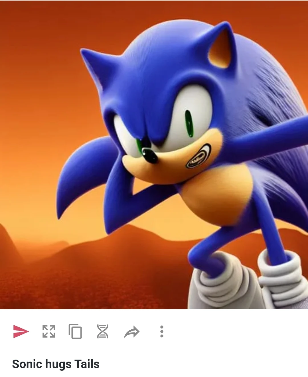 I tried to ask AI to make a wholesome picture of Sonic hugging Tails ...