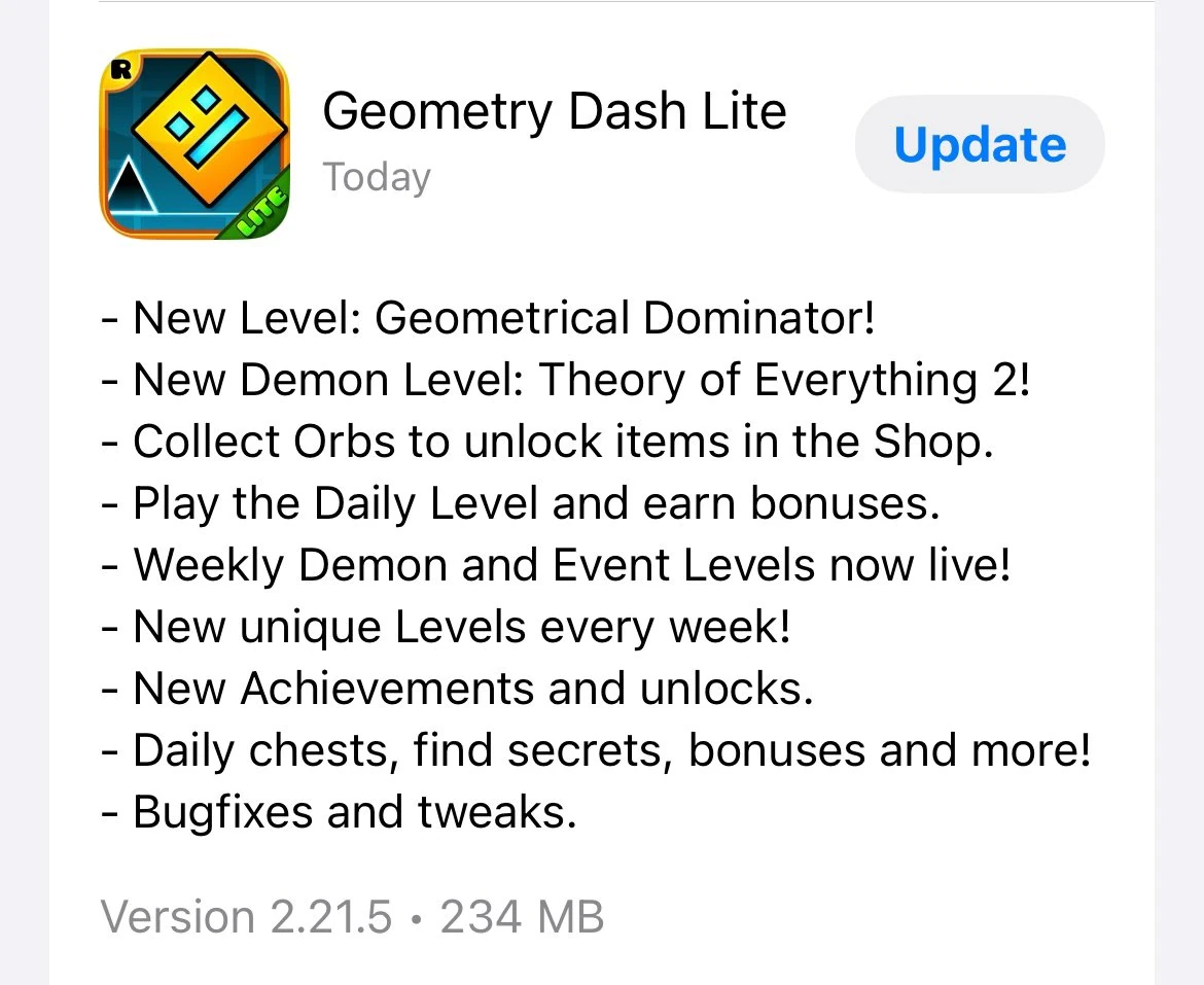 Geometry Dash Lite just had a MASSIVE UPDATE! | Fandom