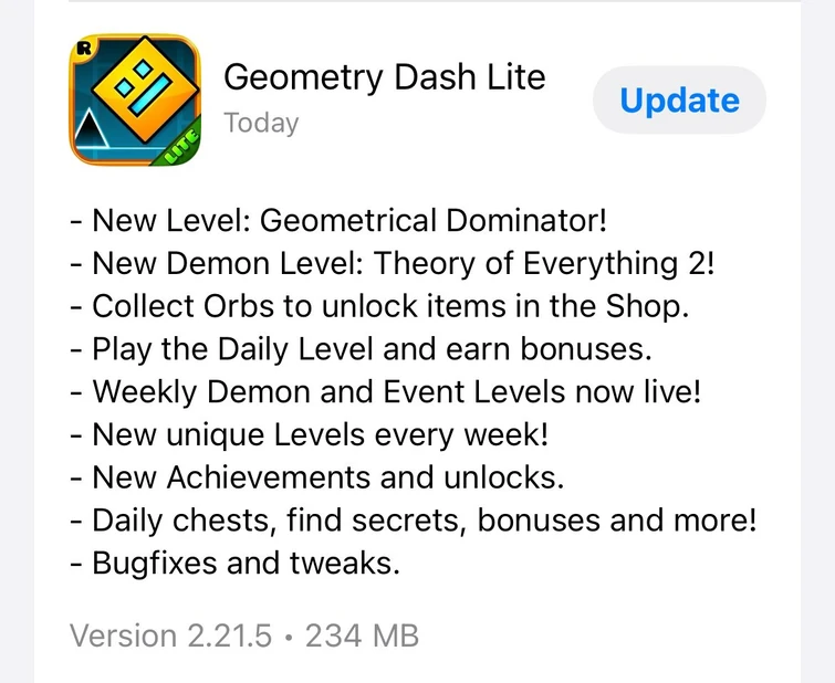 Geometry Dash Lite just had a MASSIVE UPDATE! | Fandom