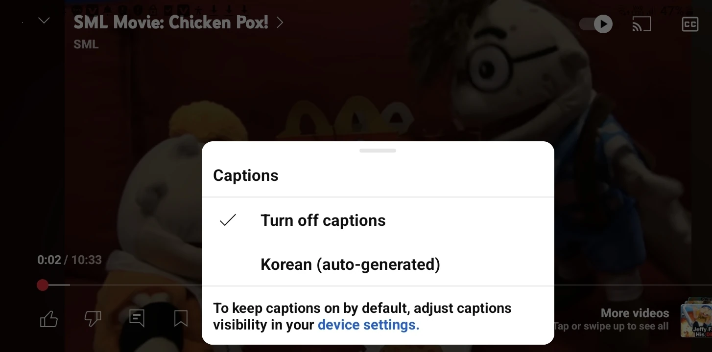 In a ken pun video which is in english, i found an auto-generated ...