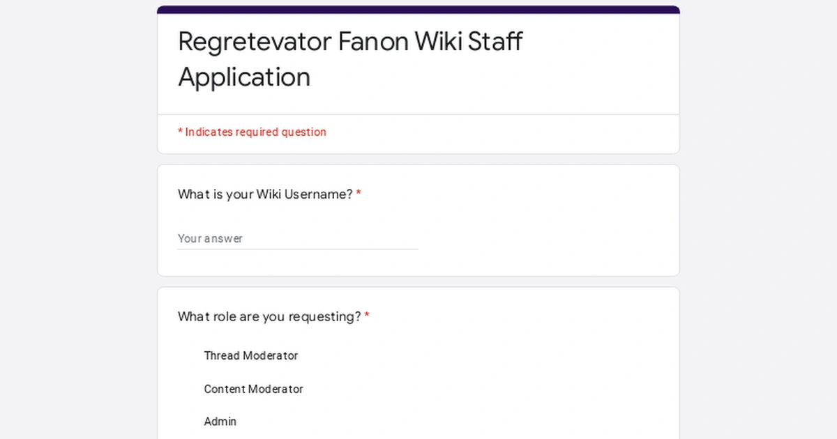 Regretevator Fanon Wiki Staff Applications are now OPEN! | Fandom