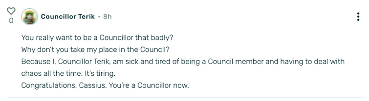 petition to make Terik a councillor again and kicking Alina from the ...