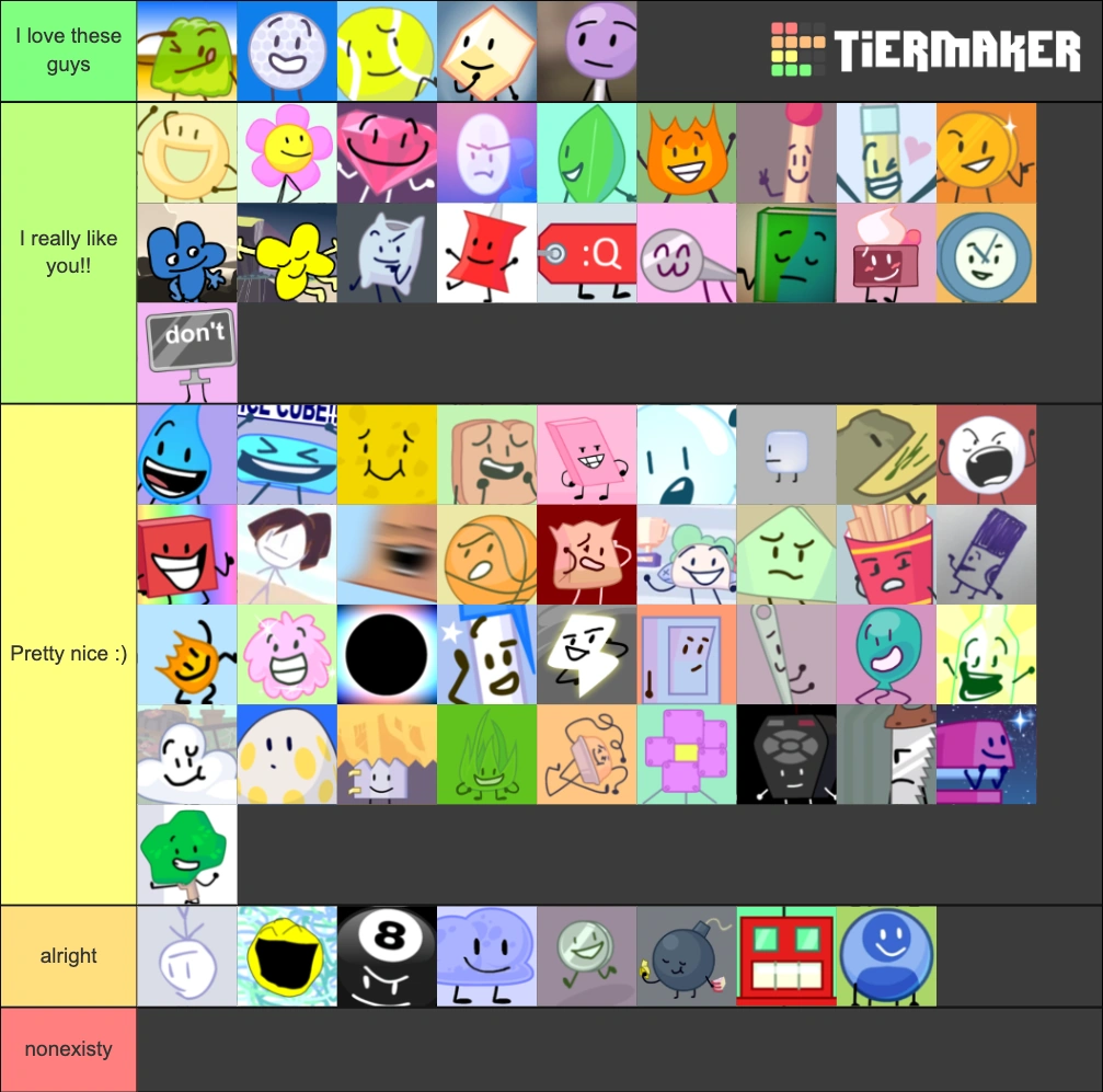 BFDI EPIC TIERLIST!!!!!!!! (by mokm of mokms) | Fandom
