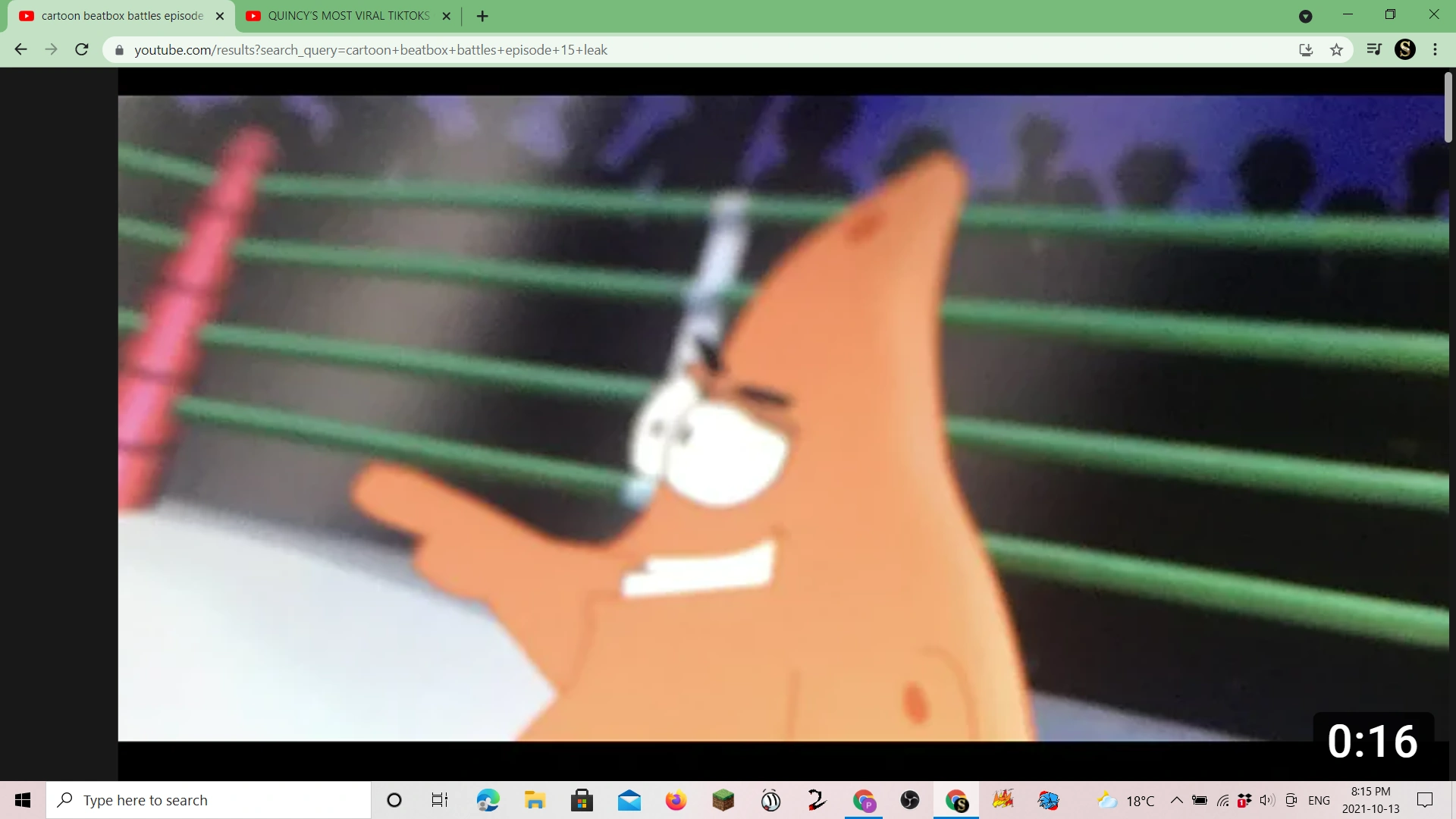 This is the only glimpse I have of Cartoon beatbox battles episode 15 ...