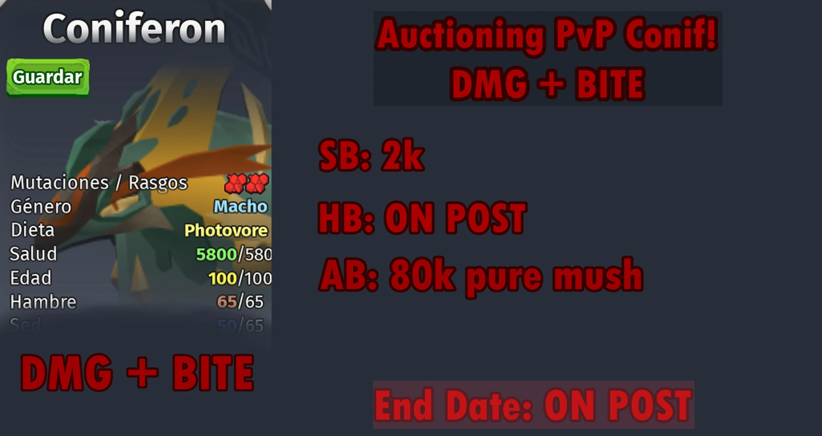 Auctioning a PVP coniferon! (Dmg + Bite) | Fandom