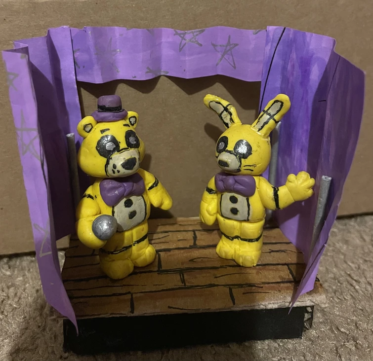Fredbear and Spring Bonnie miniatures (with stage) | Fandom