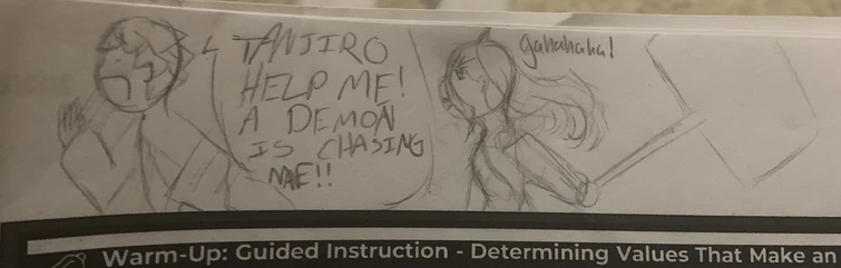 Found this random doodle of an interaction with Zenitsu and Power | Fandom