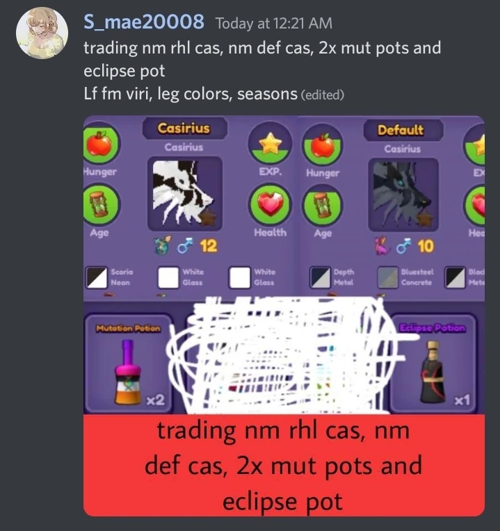 trading nm rhl cas, nm def cas, 2x mut pots and eclipse pot | Fandom