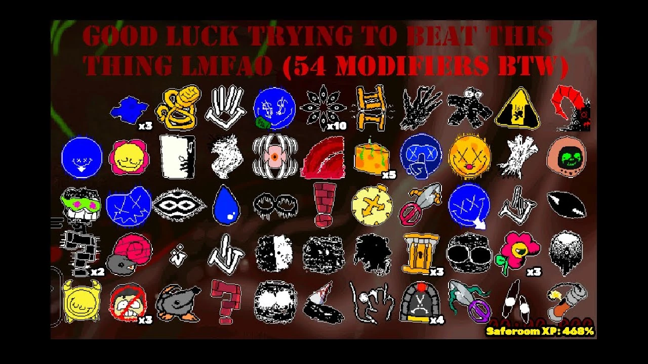 high modifiers world record (468% traitless saferoom 6) | Fandom