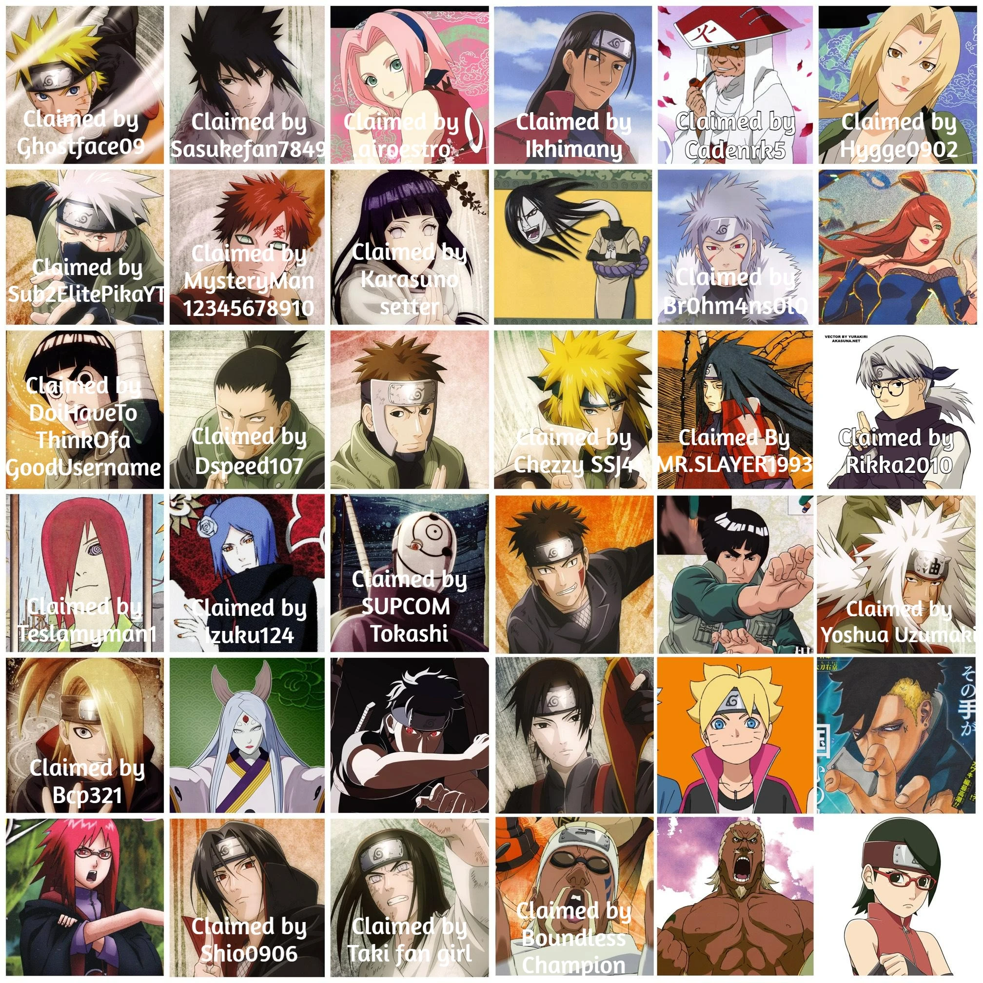 Claim Your Naruto Character by Commenting (Round 6) *Rules Under the ...