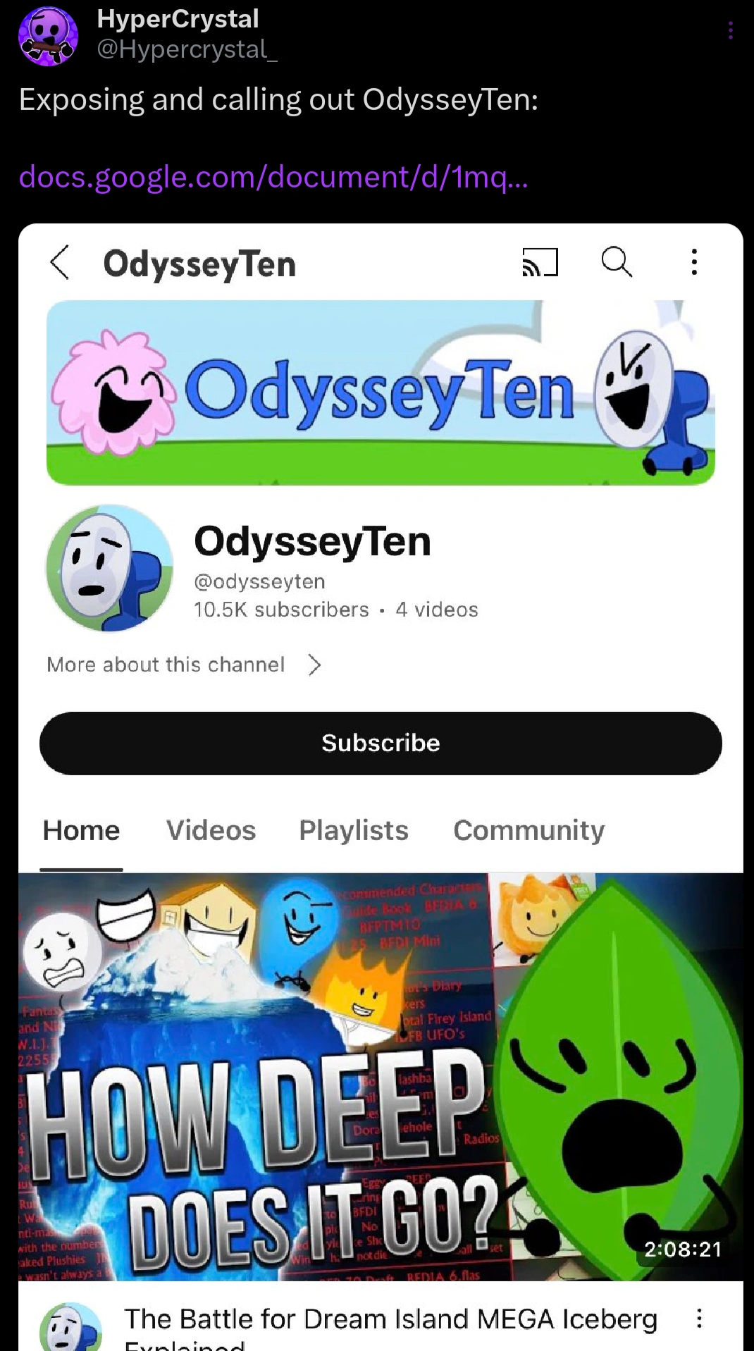 OdysseyTen got called out by Hypercrystal | Fandom