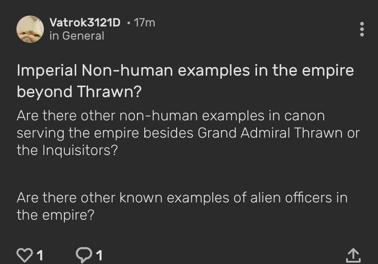 [Lore: Empire] [Canon] Non-human examples beyond Thrawn? | Fandom
