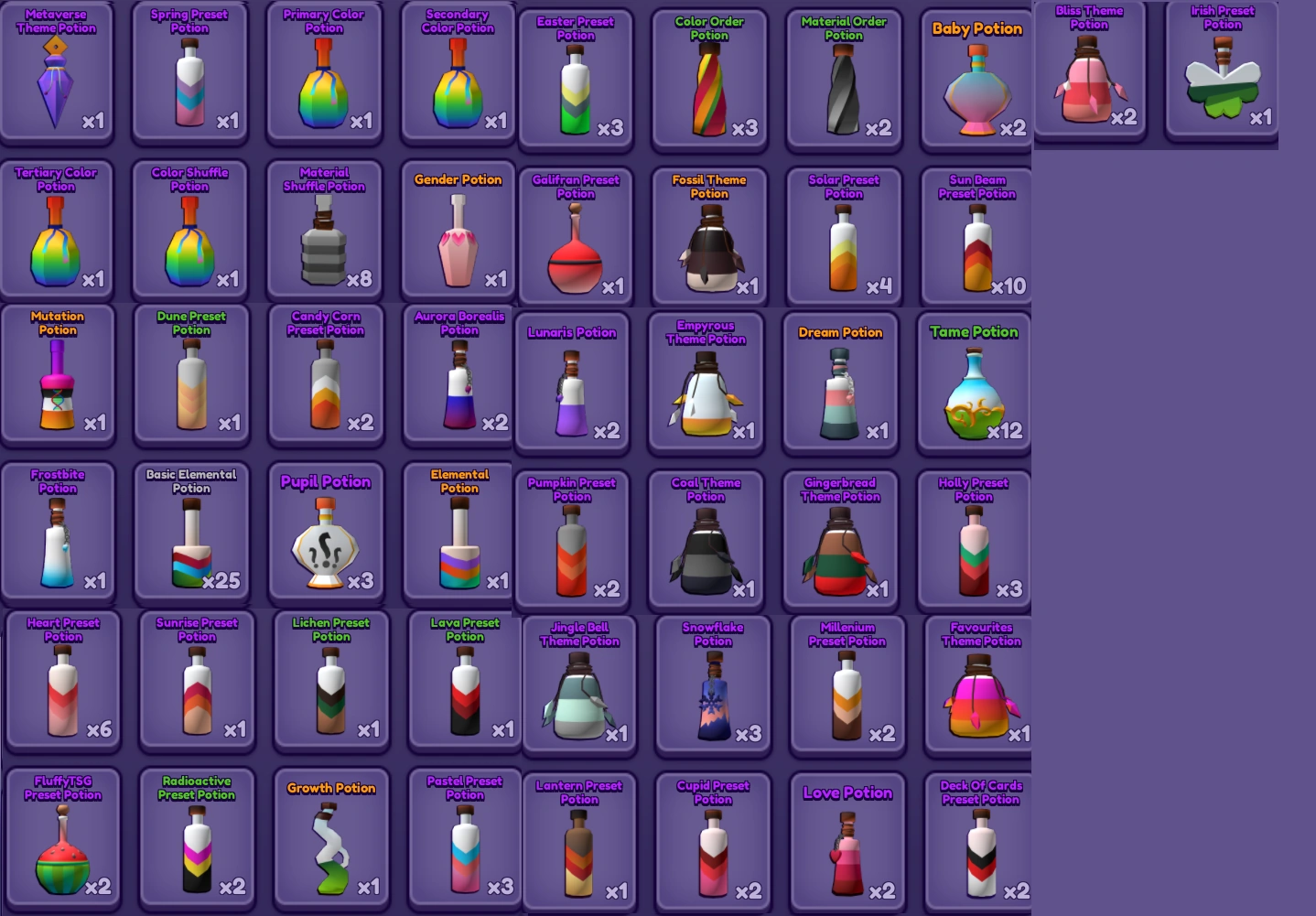 LF: a good bit of primary color potions! (minimum= 5) | Fandom