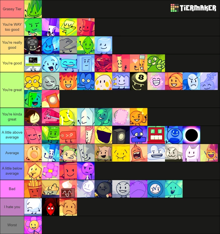 New tierlist as of BFDIA 16 | Fandom