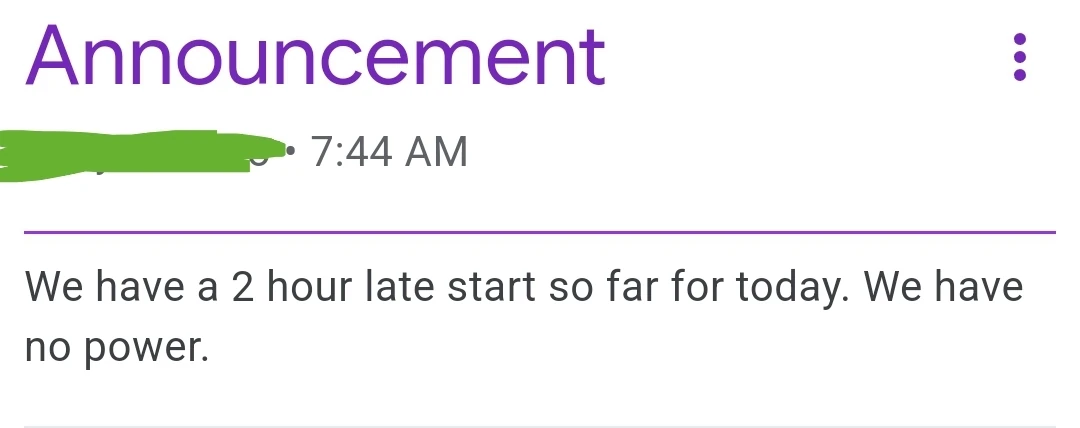 power went out | Fandom