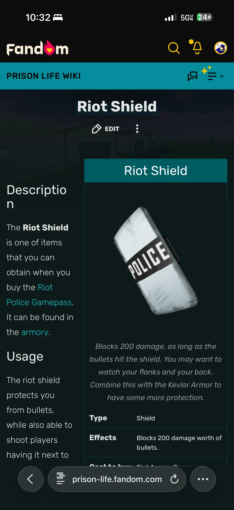 I think I may have ruined the riot shield article so can somebody fix ...
