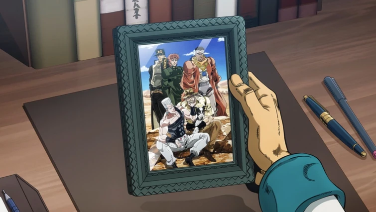 Jotaro Kujo in his Part 3 outfit appears in every part in the anime so ...