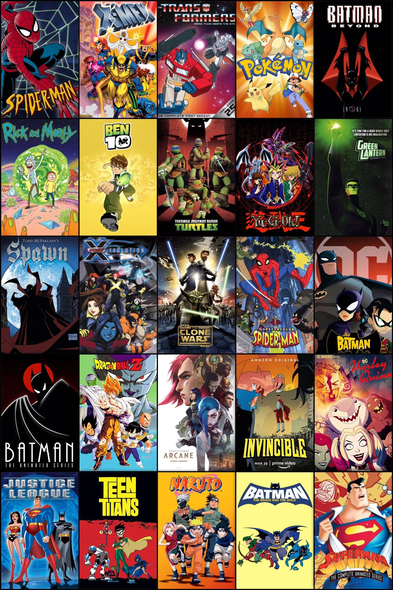 25 animated shows but you can only pick one from each row. | Fandom