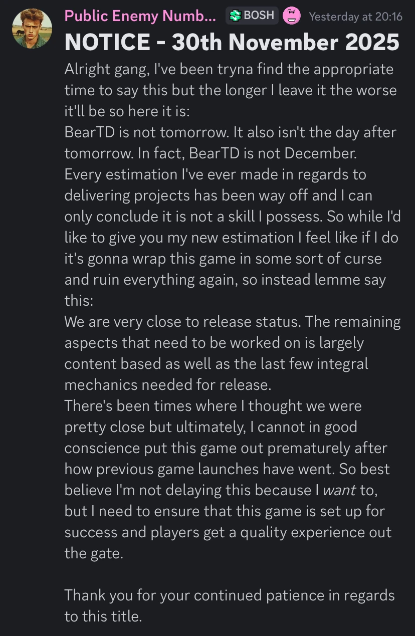New announcement regarding BEAR TD’s Release | Fandom