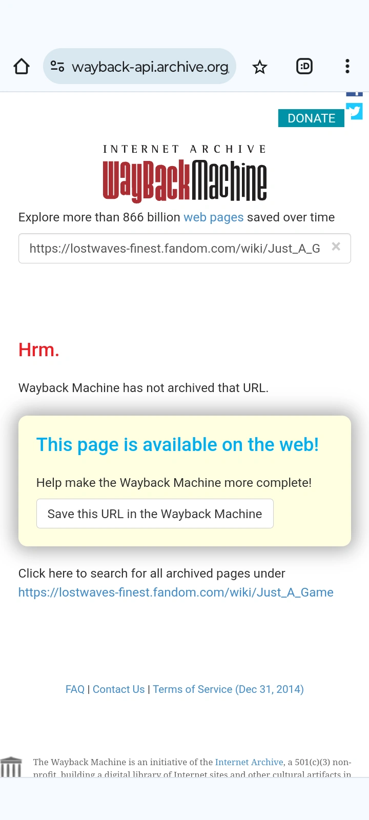 Can somebody add the just a game page to the wayback machine? | Fandom