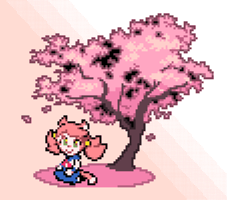 Mad mew mew sitting next to a cherry blossom tree. | Fandom