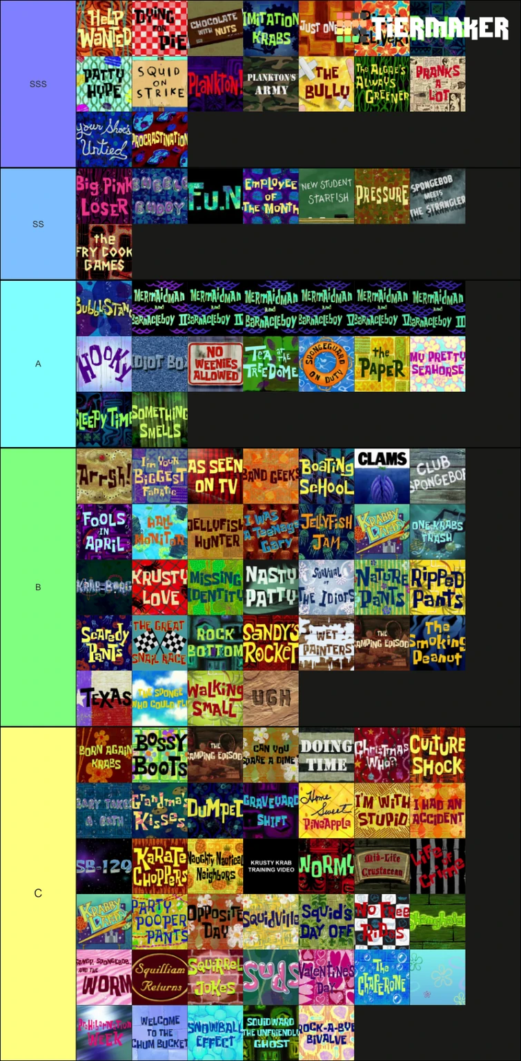 SpongeBob Season 1-3 Tier List | Fandom