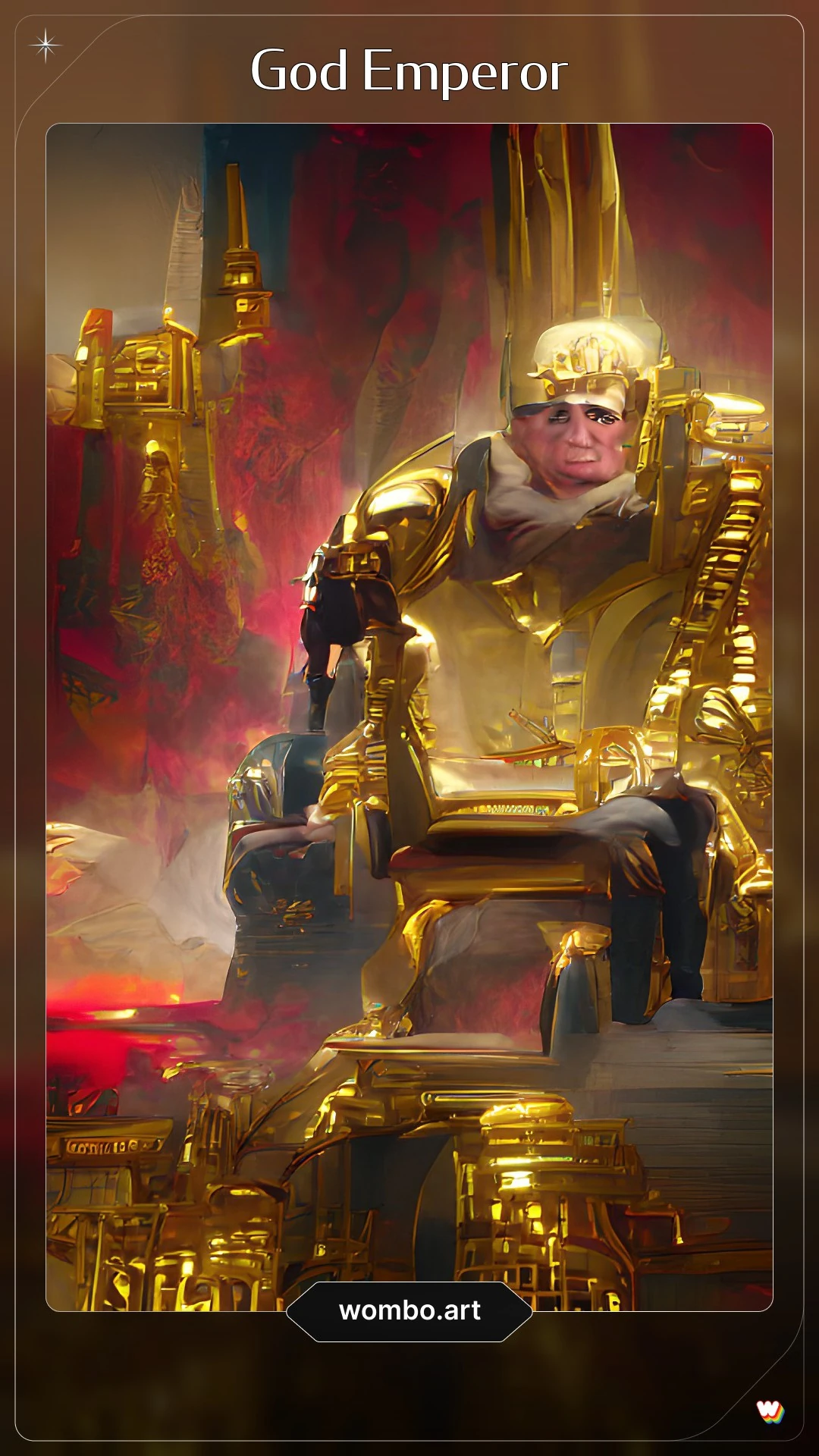 The God Emperor and His loyal servants by Wombo Dream Art AI. | Fandom