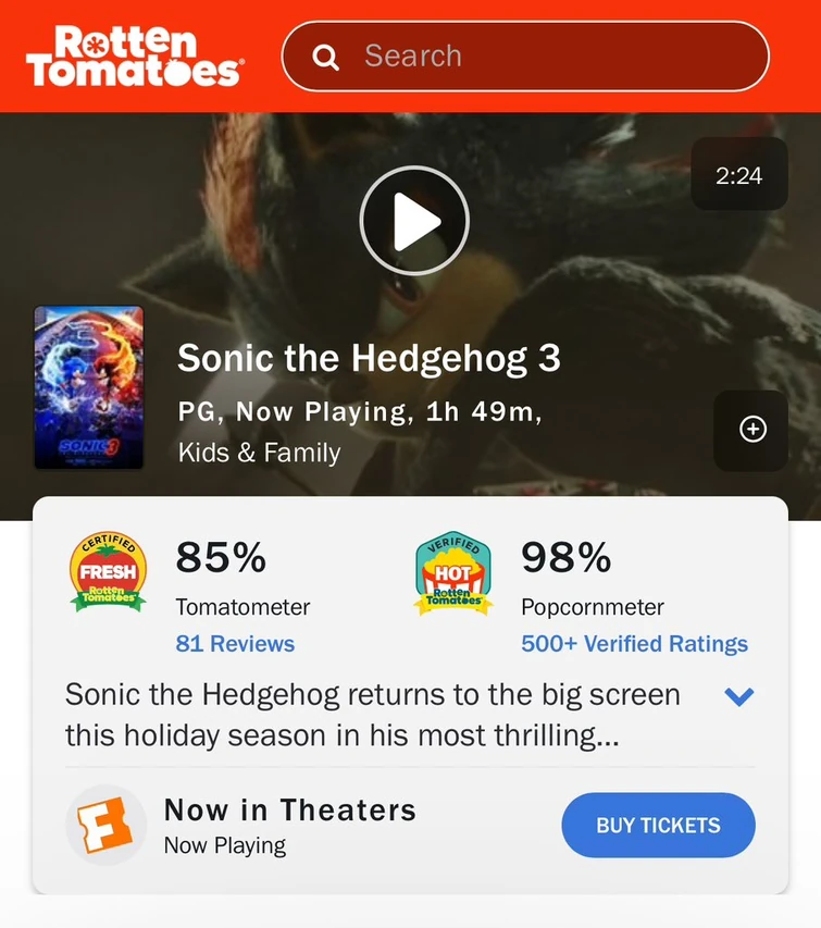 SONIC 3’ is the first film in the trilogy to be Certified Fresh on ...