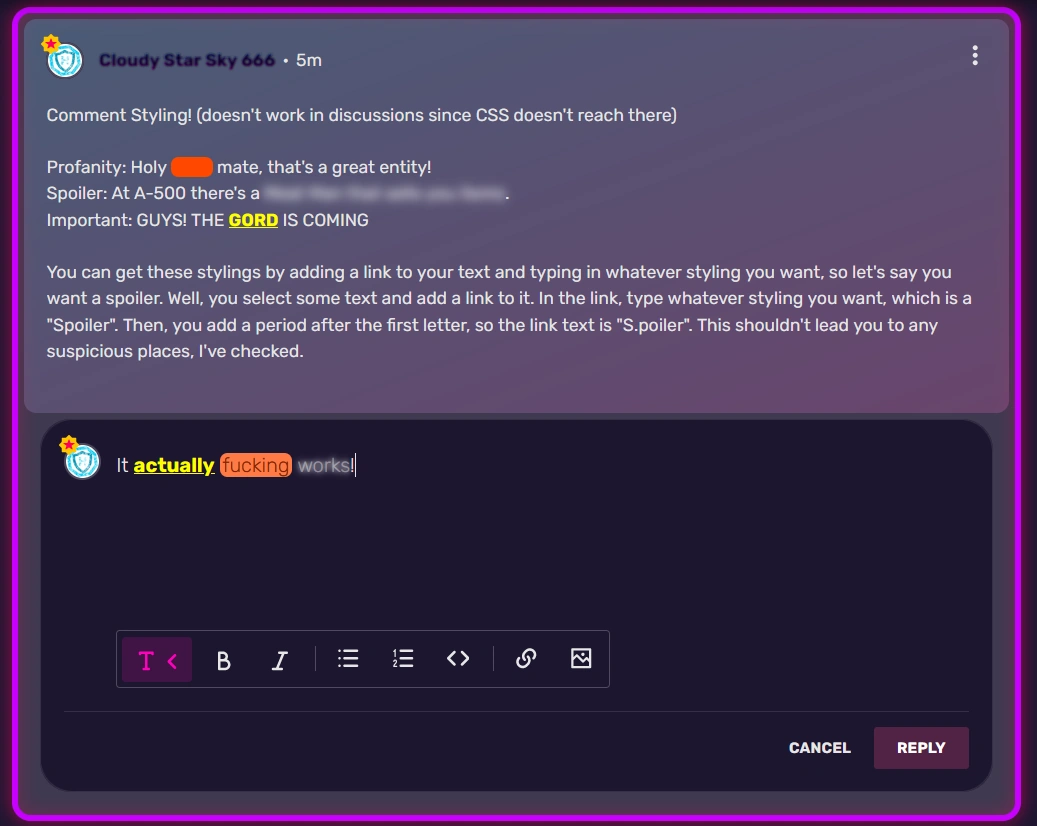 Comment Styling? | Fandom