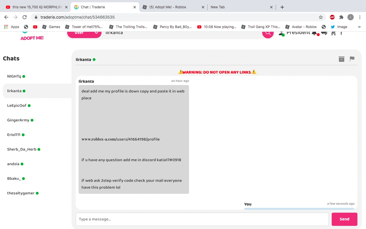 Look out for this scam on traderie | Fandom