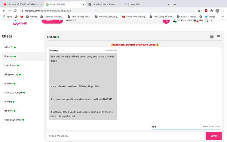 Look out for this scam on traderie | Fandom