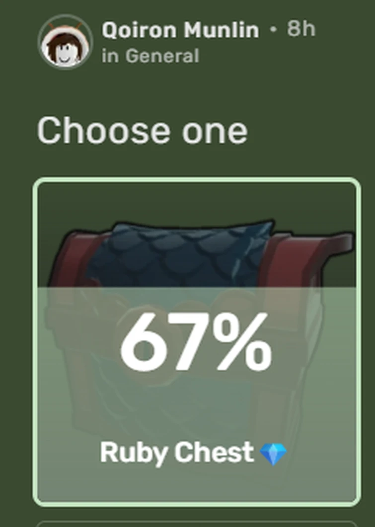 guys 67 percent of us said ruby chest | Fandom