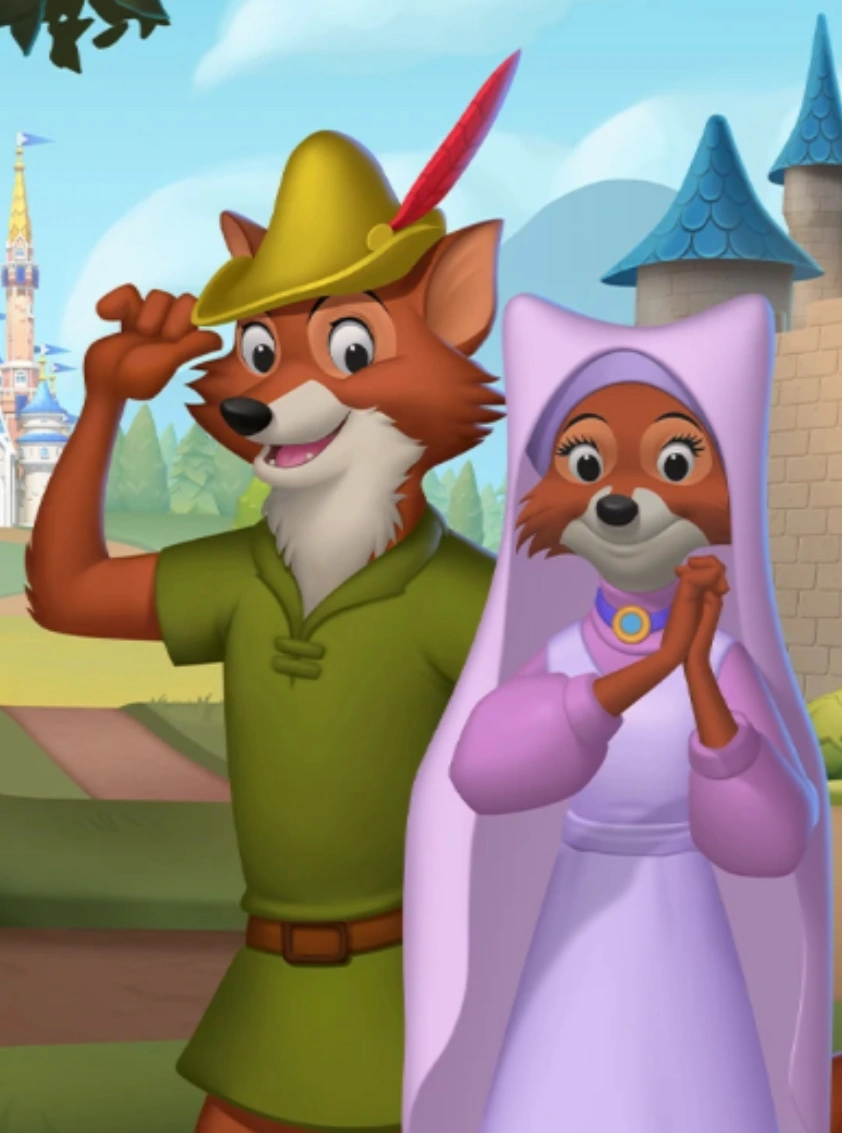 Robin Hood and maid Marian in Disney magic kingdoms startup screen | Fandom