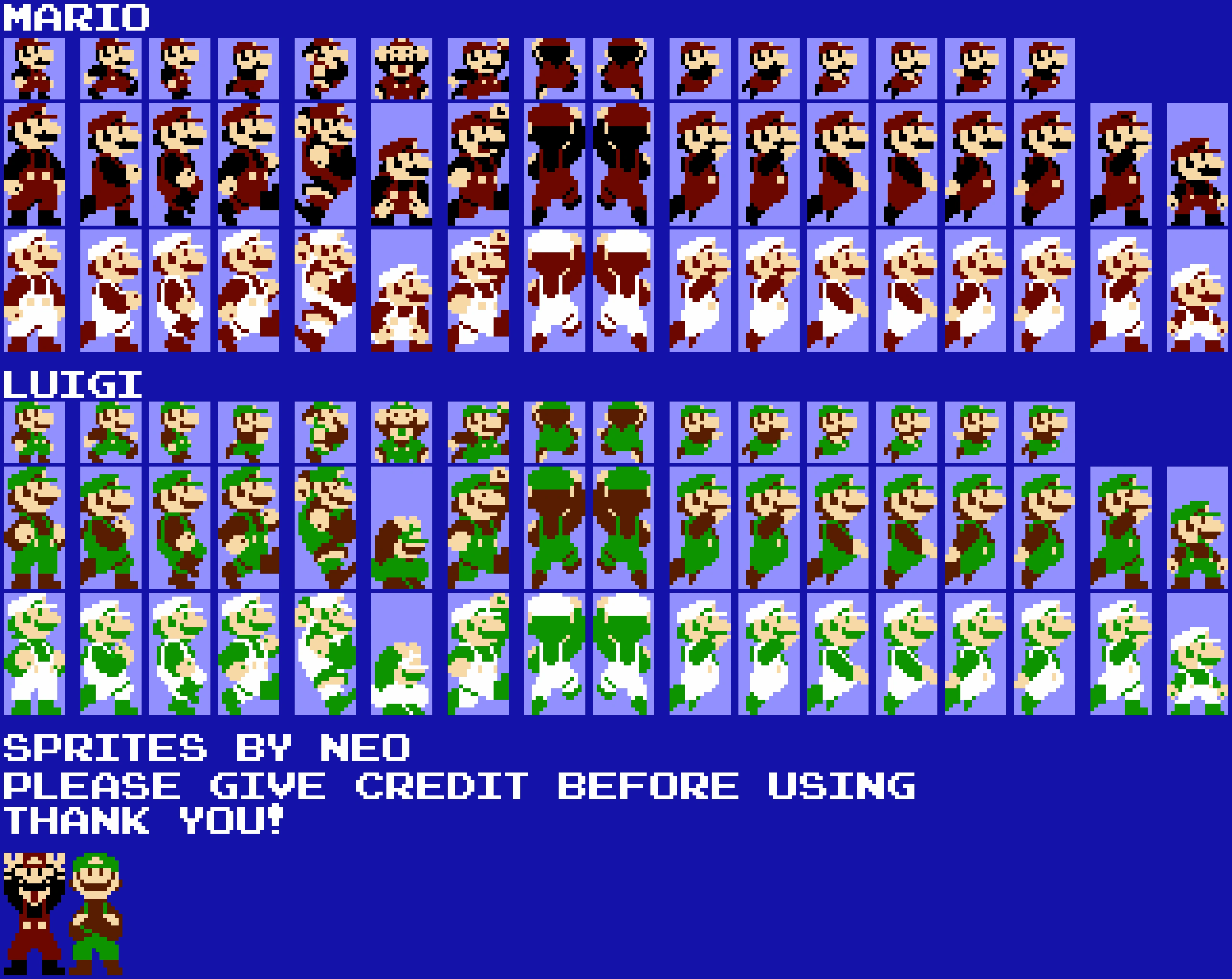 Super Mario World Luigi Sprites