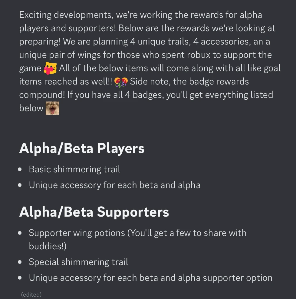 Oooo they’re cooking some beta/alpha player/supporter rewards! very ...