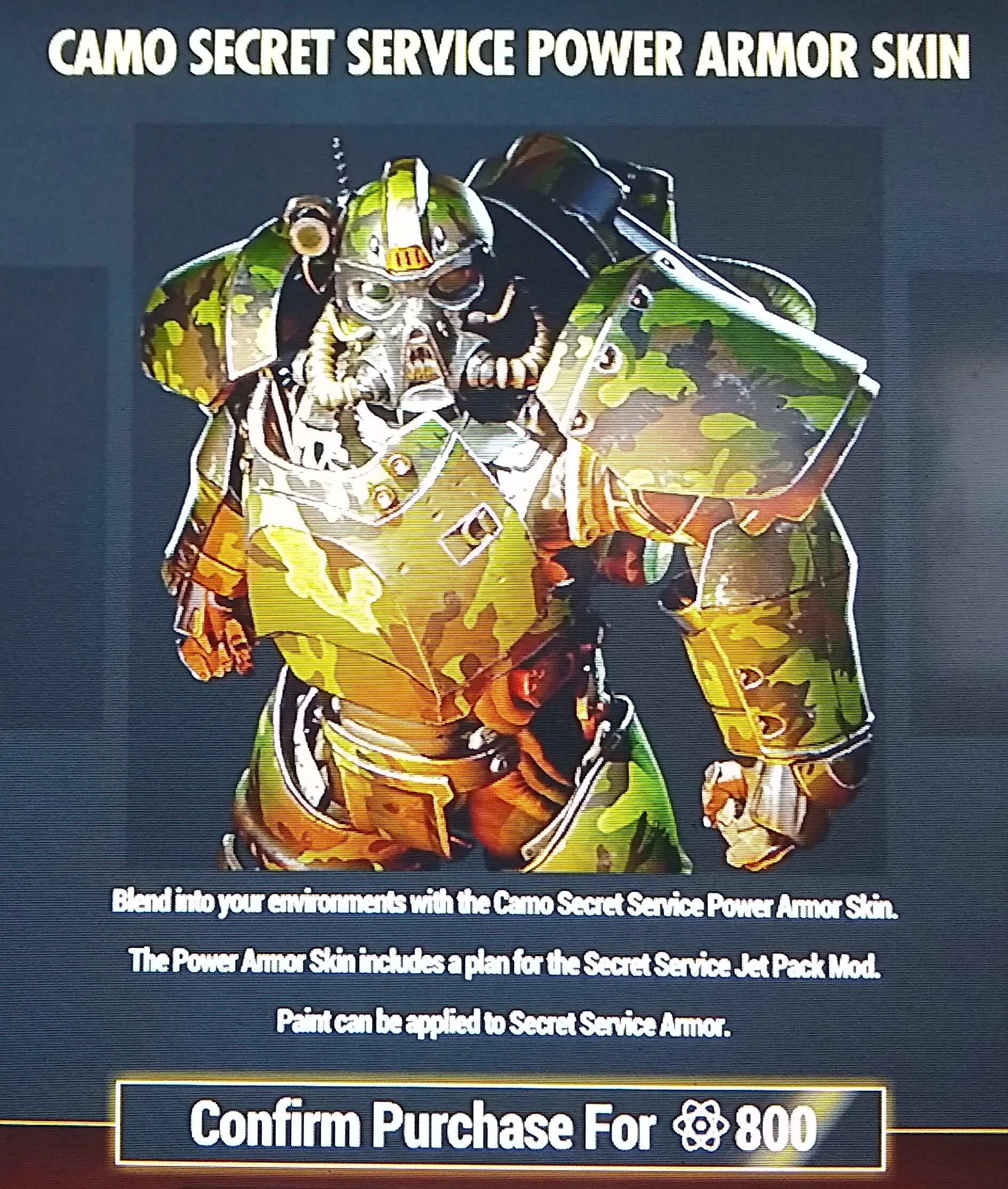 Camo Secret Service Power Armor Skin Details | Fandom