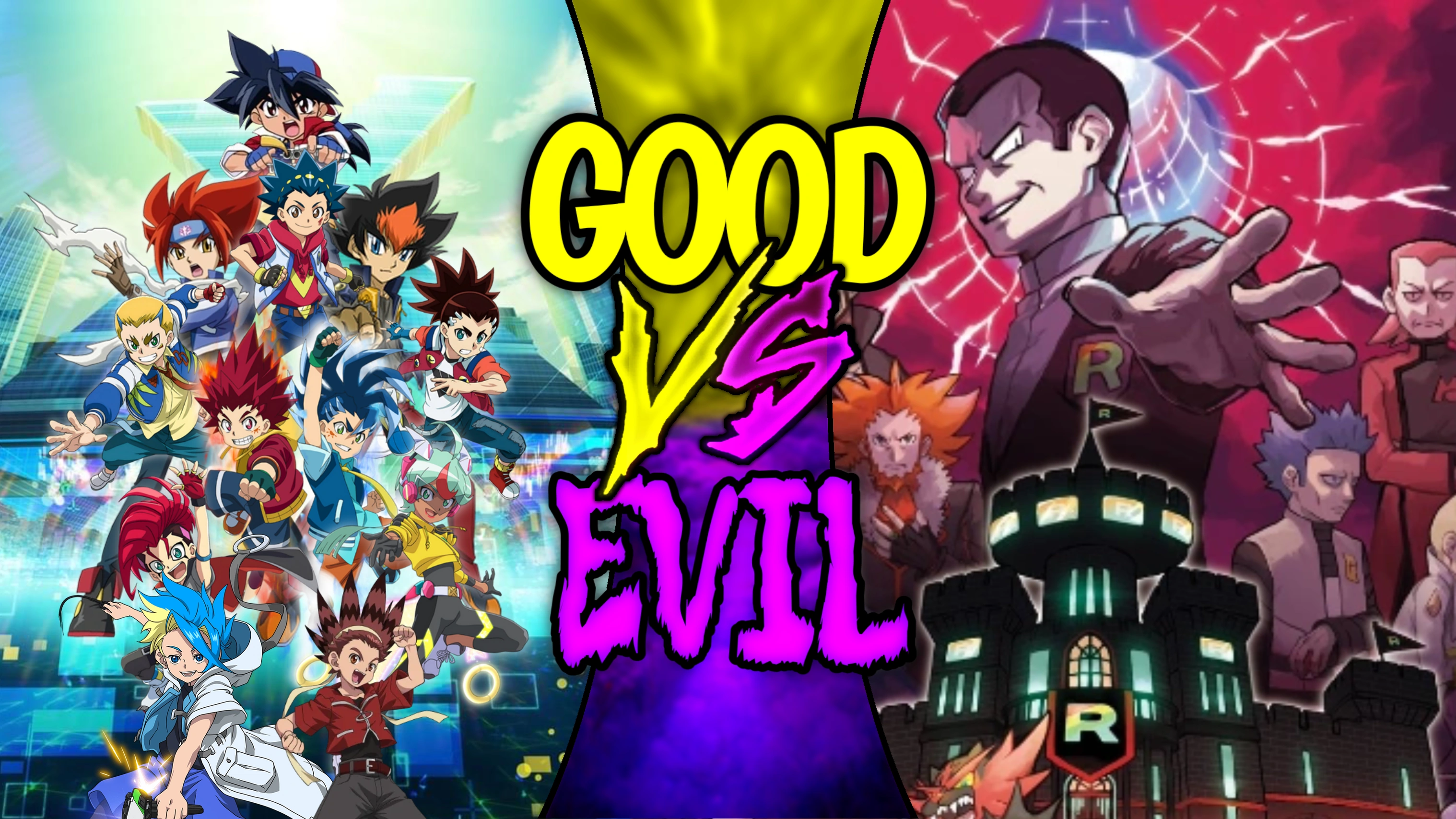 Good vs Evil: Beyblade Protagonists vs Team Rainbow Rocket (Pokémon ...