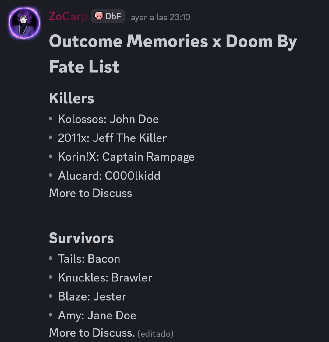 Doom by Fate has announce the skins from the Outcome Memories collab | Fandom