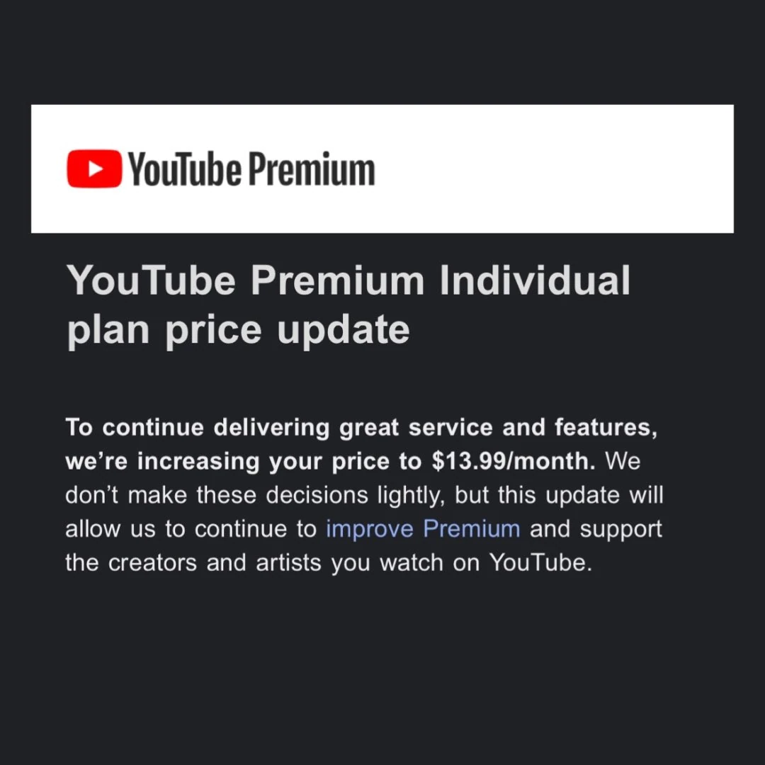 YouTube Premium is increasing its subscription price to $13.99/month ...