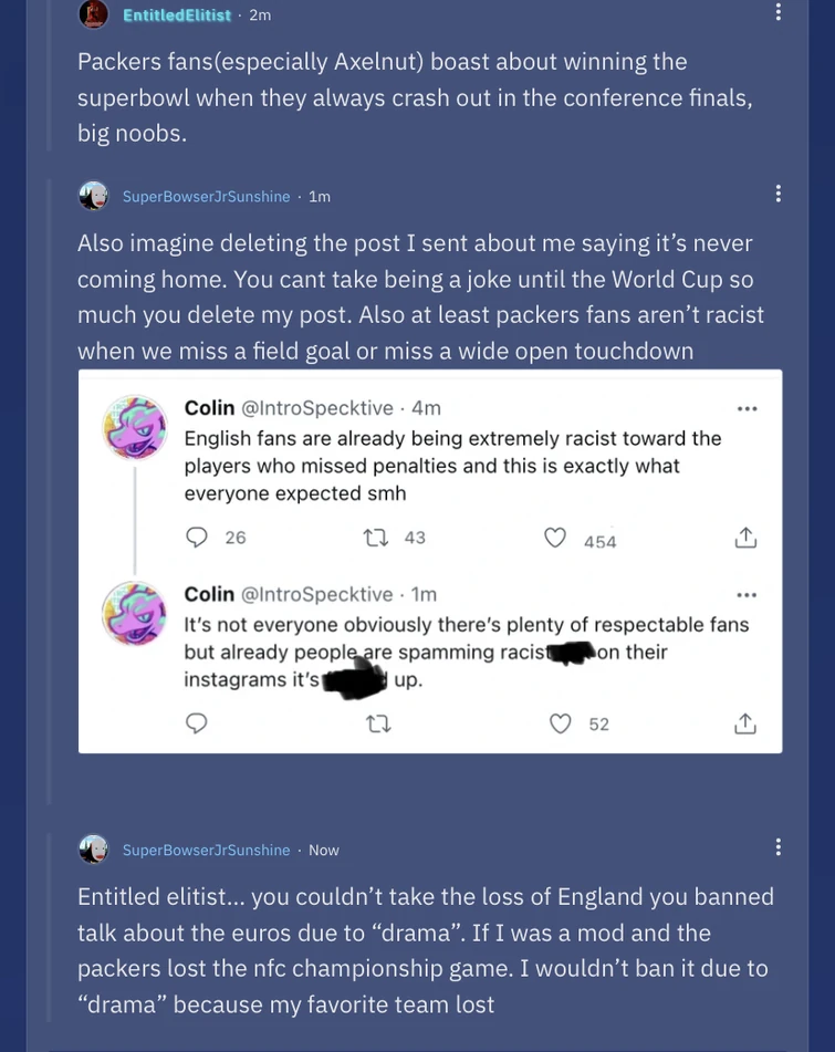 An exclusive scene of me arguing with a mod about the packers and ...