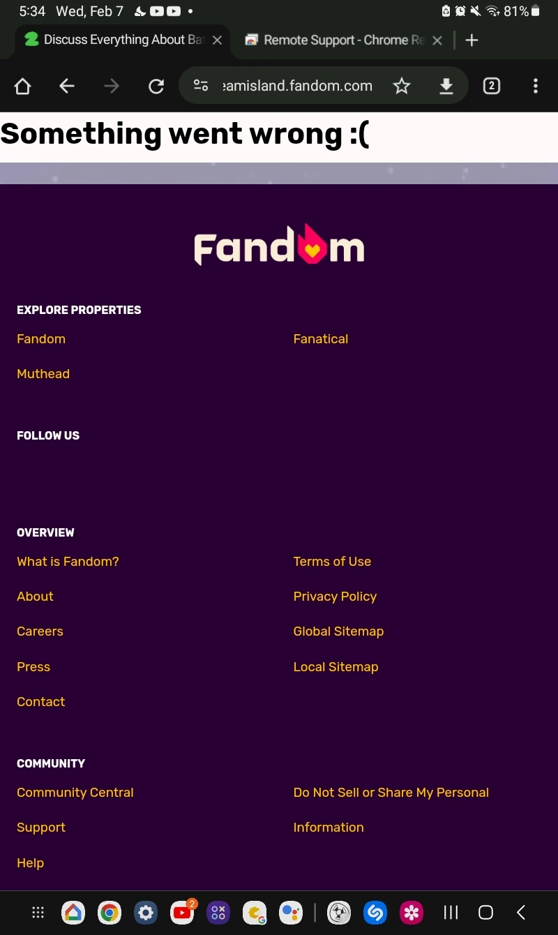 Look at this error I got on the wiki. | Fandom