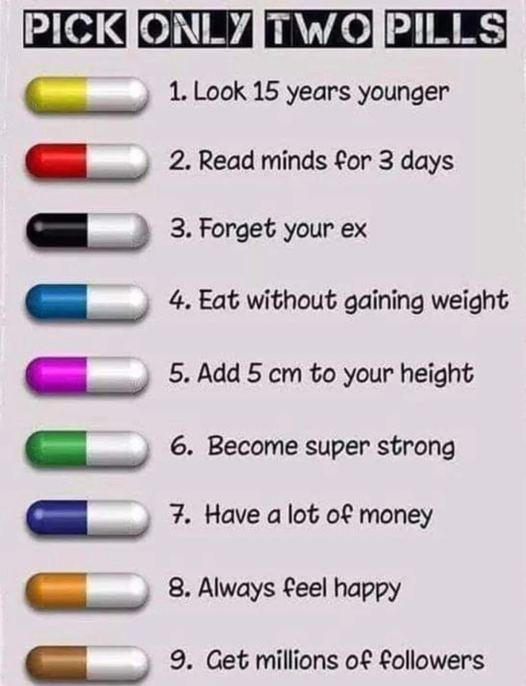 You can only pick 2 pills. Which ones? | Fandom
