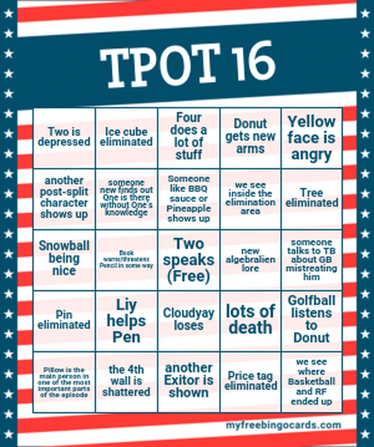 TPOT 16 bingo | Fandom