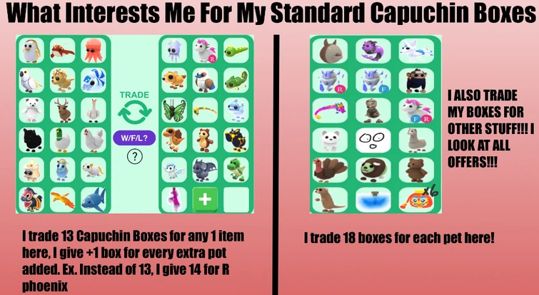 Trading Inv and 1000+ Standard Capuchin Boxes for offers and More! | Fandom