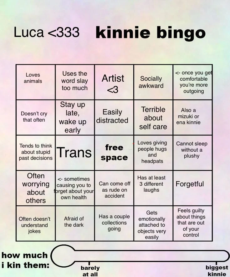 I made a kinnie bingo of me last night | Fandom