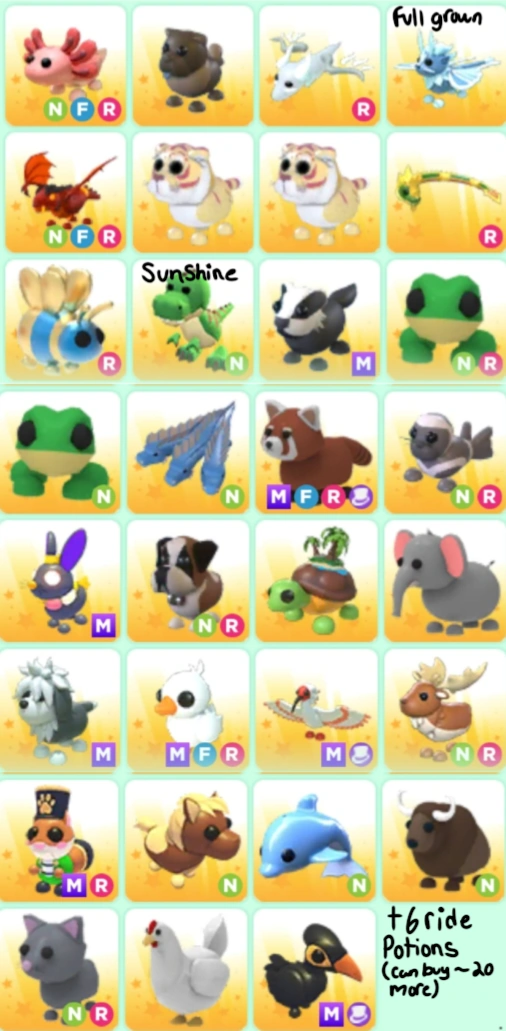 Lf three winged tigers, neon lemurs (or a mega lemur), nfr pine marten ...